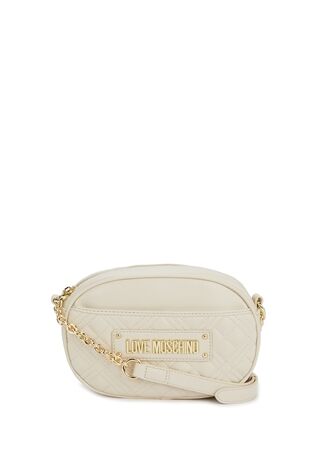 Love Moschino Kadın Beyaz Logo Detaylı Omuz Çantası EU