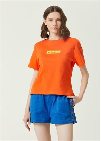 Les Benjamins Kadın Turuncu Bisiklet Yaka Baskılı T-shirt M Eu