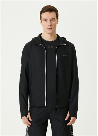 Boss Erkek Slim Fit Siyah Kapüşonlu Logolu Sweatshirt S EU Boss Erkek Slim Fit Siyah Kapüşonlu Logolu Sweatshirt S EU