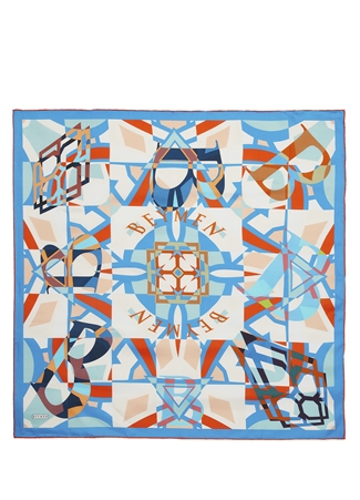 Beymen Kadın Logo Desenli 90x90 cm İpek Twill Eşarp Kırmızı EU