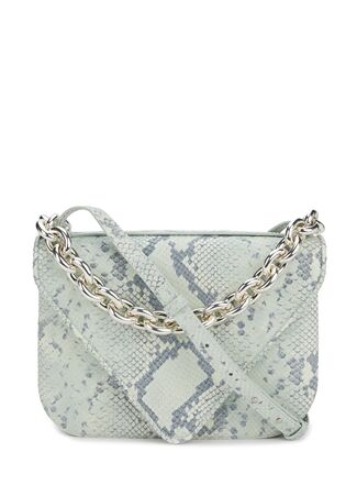 Bottega Veneta Kadın Mavi Krem Desenli Deri Omuz Çantası EU