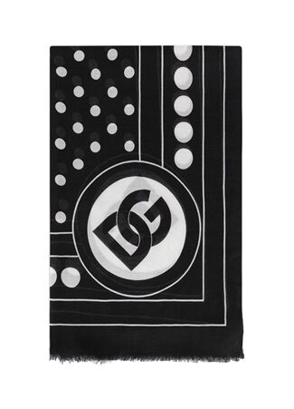 Dolce&Gabbana Kadın Siyah Beyaz Logo Desenli Şal EU