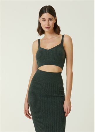 Allsaints Kadın Yeşil V Yaka Crop Yün Triko XS EU