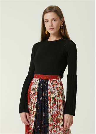 Beymen Club Kadın Siyah Kolları Volan Detaylı Kazak S Beymen Club Kadın Siyah Kolları Volan Detaylı Kazak S