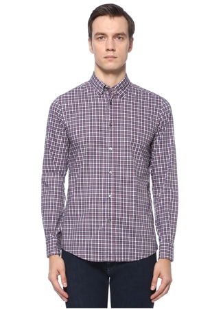 Pal Zileri Erkek Pembe Lacivert Polo Yaka Ekoseli Gömlek 40 IT Pal Zileri Erkek Pembe Lacivert Polo Yaka Ekoseli Gömlek 40 IT