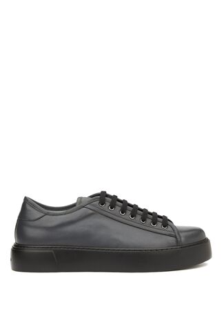 Academia Erkek Siyah Logolu Deri Sneaker Gri 39