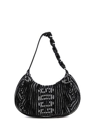 Gcds Kadın Siyah Logolu Örgü Dokulu Yün Çanta EU