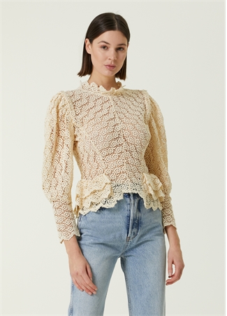 Isabel Marant Kadın Ekru Dantelli Bluz Bej 36 FR