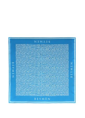 Beymen Kadın Mavi Mikro Logo Desenli 90x90 İpek Eşarp Lacivert EU