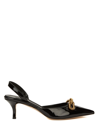 Serena Uziyel Kadın Siyah Zincir Detaylı Deri Topuklu Ayakkabı 36 EU