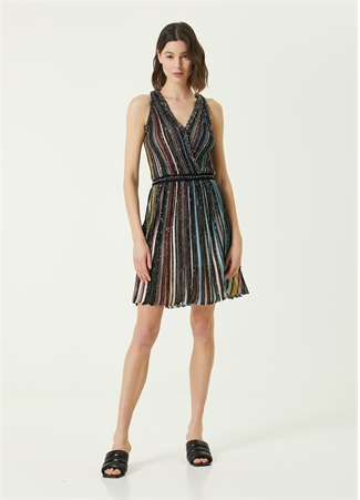 Missoni Kadın V Yaka Çizgili İşlemeli Mini Kruvaze Elbise Mavi 42 IT Missoni Kadın V Yaka Çizgili İşlemeli Mini Kruvaze Elbise Mavi 42 IT