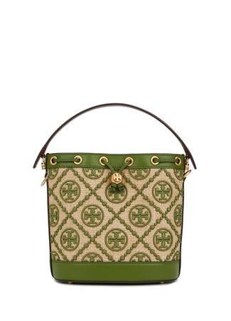 Tory Burch Kadın Yeşil Bej Logo Jakarlı Omuz Çantası EU Tory Burch Kadın Yeşil Bej Logo Jakarlı Omuz Çantası EU