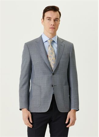 Canali Erkek Gri Yün Ceket 48 IT