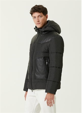 Canali Erkek Siyah Kapüşonlu Puff Deri Mont 52 IT Canali Erkek Siyah Kapüşonlu Puff Deri Mont 52 IT