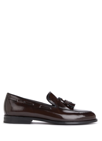 George Hogg Erkek Kahverengi Püsküllü Deri Loafer Bordo 40 EU