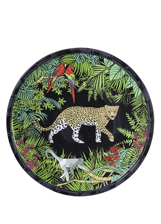 Les Jardins de Comptesse Jungle Fil Desenli Melamin Yemek Tabağı Siyah Les Jardins de Comptesse Jungle Fil Desenli Melamin Yemek Tabağı Siyah