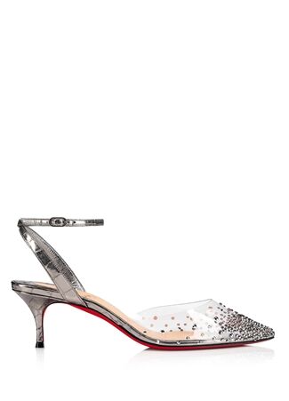 Christian Louboutin Kadın The Spikaqueen Silver Topuklu Ayakkabı Gri 35.5 EU