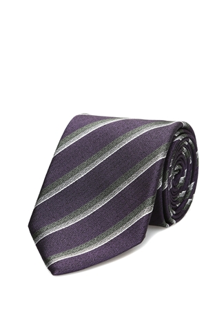 Pal Zileri Erkek Mor Verev Çizgili İpek Kravat EU Pal Zileri Erkek Mor Verev Çizgili İpek Kravat EU