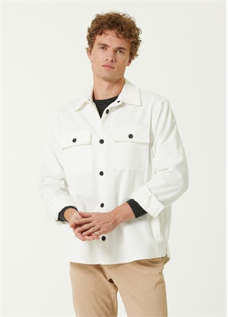 Beymen Club Erkek Beyaz Fitilli Kadife Dış Gömlek L Beymen Club Erkek Beyaz Fitilli Kadife Dış Gömlek L