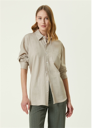 Musier Kadın Bacio Krem Cep Detaylı Gömlek Bej 36 IT