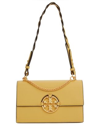 Tory Burch Kadın Sarı Logolu Deri Omuz Çantası EU