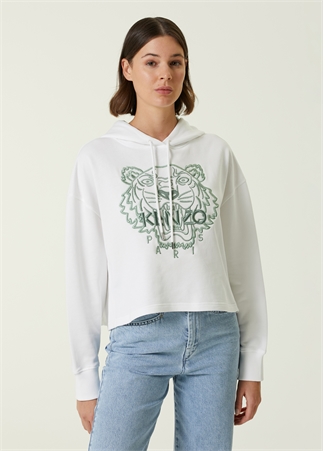 Kenzo Kadın Beyaz Kapüşonlu Logo Nakışlı Sweatshirt S EU Kenzo Kadın Beyaz Kapüşonlu Logo Nakışlı Sweatshirt S EU