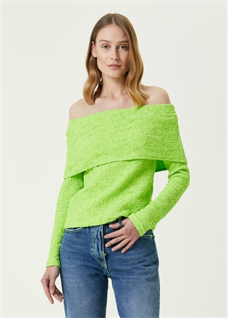 Msgm Kadın Yeşil Düşük Omuzlu Jakarlı Bluz 40 IT Msgm Kadın Yeşil Düşük Omuzlu Jakarlı Bluz 40 IT