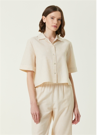 Sugen Limoni Çizgi Desenli Pijama Seti Bej Eu