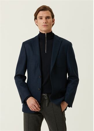 Network Erkek Slim Fit Lacivert Yün Ceket 48-6N EU