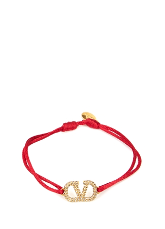 Valentino Garavani Kadın Kırmızı Logo Formlu Bileklik Siyah EU Valentino Garavani Kadın Kırmızı Logo Formlu Bileklik Siyah EU