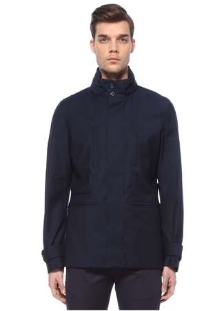 Pal Zileri Erkek Lacivert Dik Yaka Yün Mont 50 IT