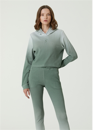 Bassigue Kadın Yeşil Kapüşonlu Waffle Dokulu Sweatshirt S EU Bassigue Kadın Yeşil Kapüşonlu Waffle Dokulu Sweatshirt S EU