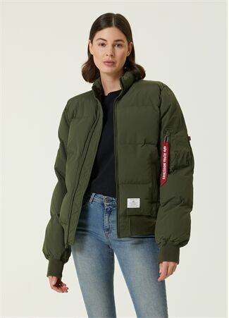 Alpha Industries Kadın Haki Dik Yaka Puff Mont S EU Alpha Industries Kadın Haki Dik Yaka Puff Mont S EU