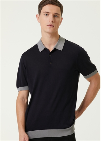 Palzileri Lab Erkek Lacivert Gri Polo Yaka İpek T-shirt Mavi 50 IT Palzileri Lab Erkek Lacivert Gri Polo Yaka İpek T-shirt Mavi 50 IT