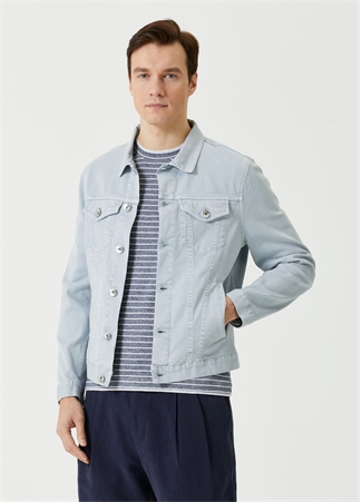 Brunello Cucinelli Erkek Mavi Dış Gömlek Lacivert 48 IT