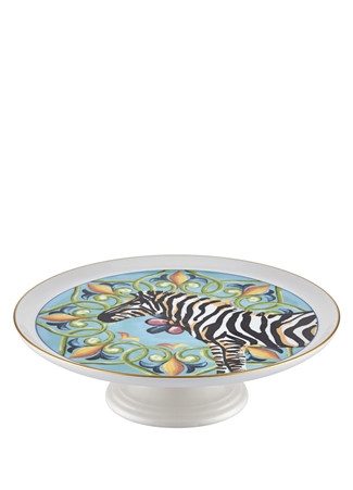 Chiara Alessi Giardino Zebra Desenli Ayaklı Seramik Kek Standı Çok Renkli Chiara Alessi Giardino Zebra Desenli Ayaklı Seramik Kek Standı Çok Renkli