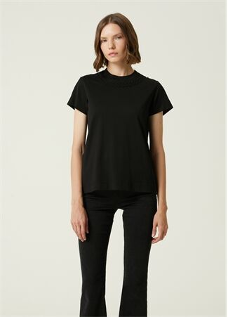 Givenchy Kadın Siyah Yaka Detaylı T-shirt XS EU