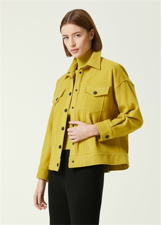 Beymen Club Kadın Sarı Yün Kaşe Trucker Ceket S