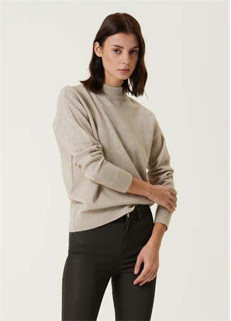 Network Kadın Bej Melanj Dik Yaka Kazak L Eu