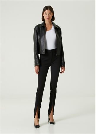 Academia Kadın Siyah Deri Mont 42