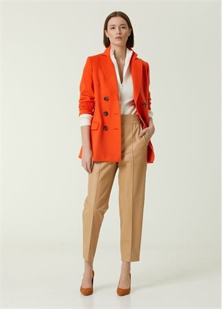 Beymen Club Kadın Bej Nervürlü Deri Pantolon XS