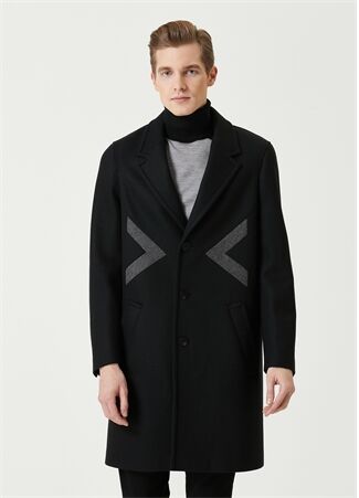 Neil Barrett Erkek Siyah Logo Detaylı Palto 48 IT