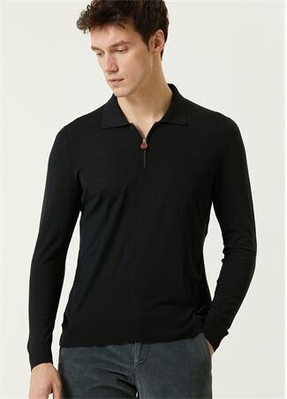 Kiton Erkek Siyah Polo Yaka Yün Kazak XL EU Kiton Erkek Siyah Polo Yaka Yün Kazak XL EU