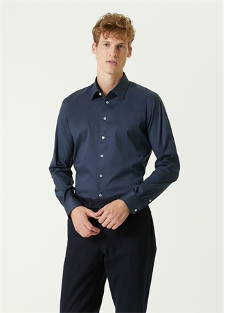Beymen Collection Erkek Slim Fit Lacivert Modern Yaka Gömlek 38 IT Beymen Collection Erkek Slim Fit Lacivert Modern Yaka Gömlek 38 IT