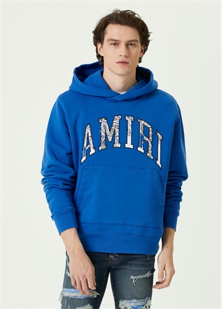 Amiri Erkek Mavi Kapüşonlu Etnik Desen Logolu Sweatshirt S Eu Amiri Erkek Mavi Kapüşonlu Etnik Desen Logolu Sweatshirt S Eu