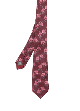 Pal Zileri Erkek Bordo Çiçek Desenli İpek Kravat Eu