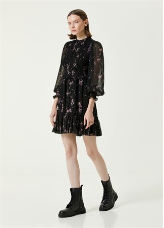 Allsaints Kadın Ayla Vimur Siyah Çiçekli Mini Elbise 6 UK Allsaints Kadın Ayla Vimur Siyah Çiçekli Mini Elbise 6 UK