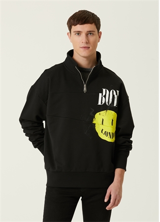 Boy London Erkek Siyah Yakası Fermuarlı Logolu Sweatshirt XS EU Boy London Erkek Siyah Yakası Fermuarlı Logolu Sweatshirt XS EU