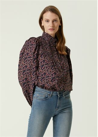 Faraway Kadın Darcy Siyah Dik Yaka Desenli Gömlek 36 EU