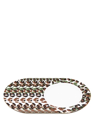 Mi Su Deco Leopar Desenli 6lı Porselen Tabak Seti Çok Renkli